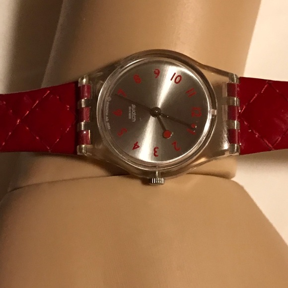 swatch watch | Other | Vintage Red Leather Swatch Watch | Poshmark